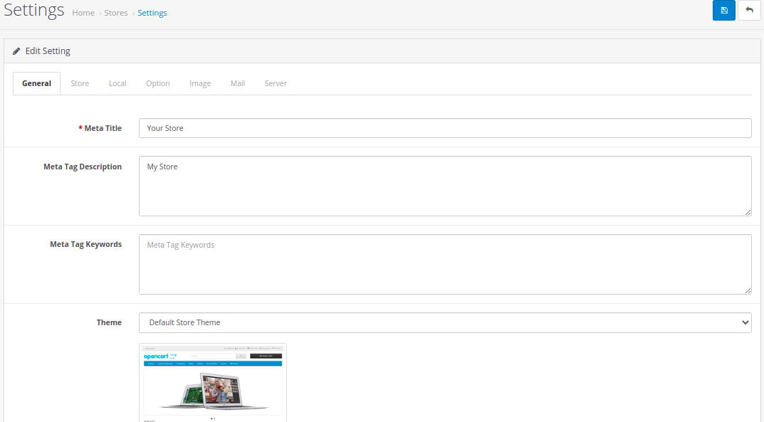 System > Settings > General – eCommerce selling your product online