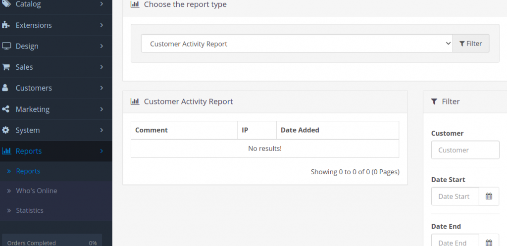 Reports > Customer-Activity-Report – eCommerce selling your product online