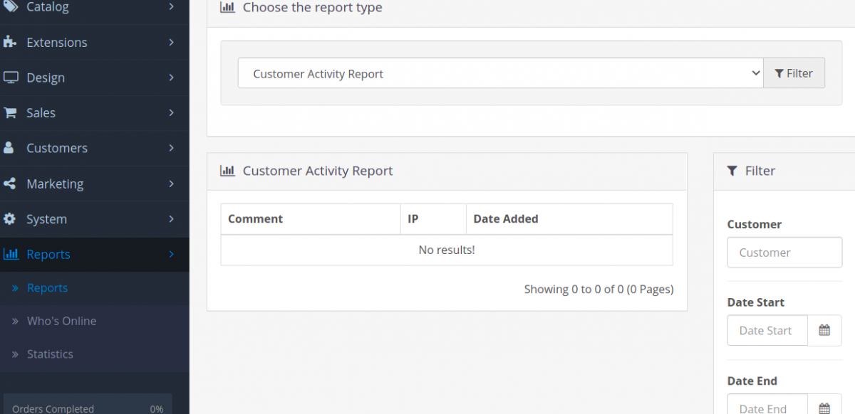 Reports > Customer-Activity-Report – eCommerce selling your product online