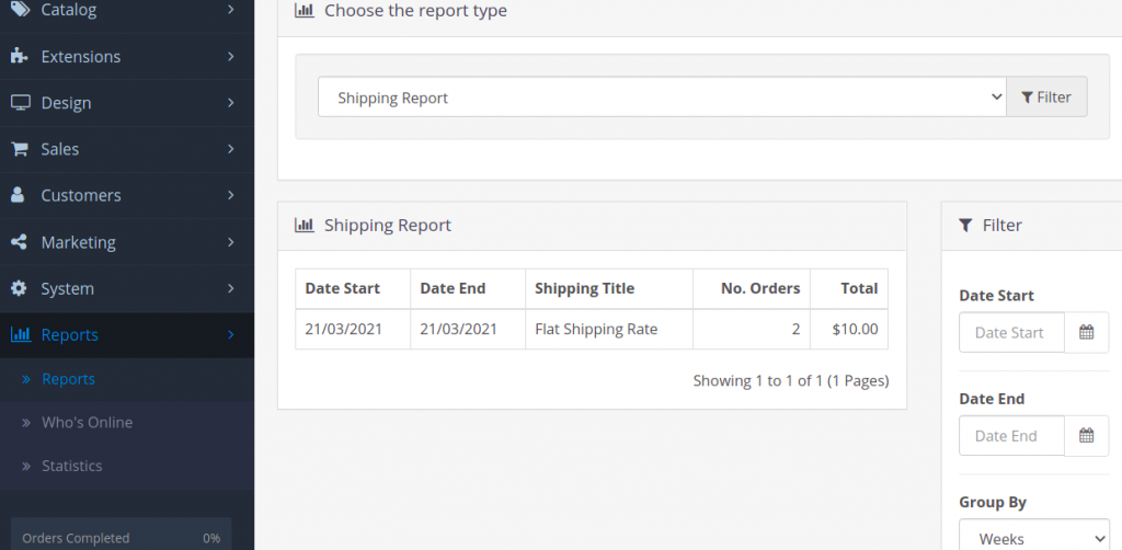 Reports > Shipping-Report – eCommerce selling your product online